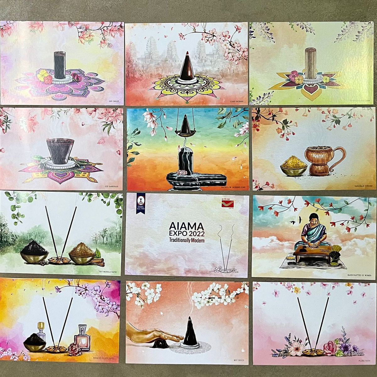 AIAMA EXPO 2022 - 12 POSTCARDS - CANCELLED SET