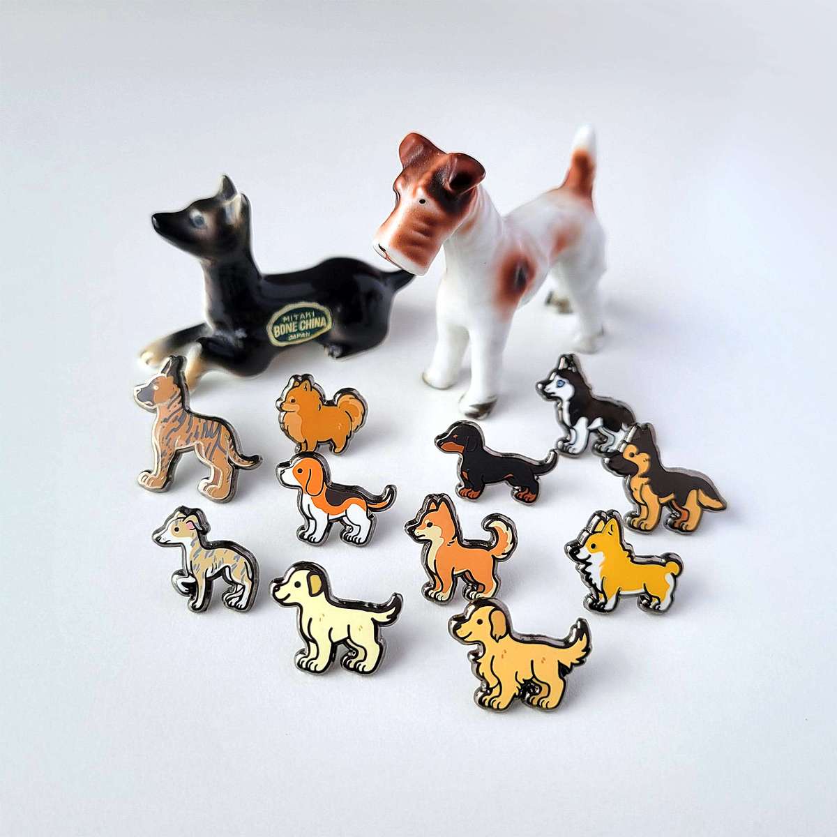 Puppy Parade - tiny dog enamel pins