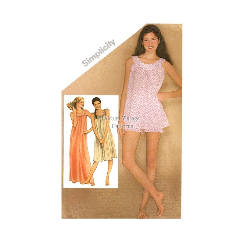 Babydoll Nightgown Pattern, Simplicity 9877, Long or Short Gowns, Bust ...
